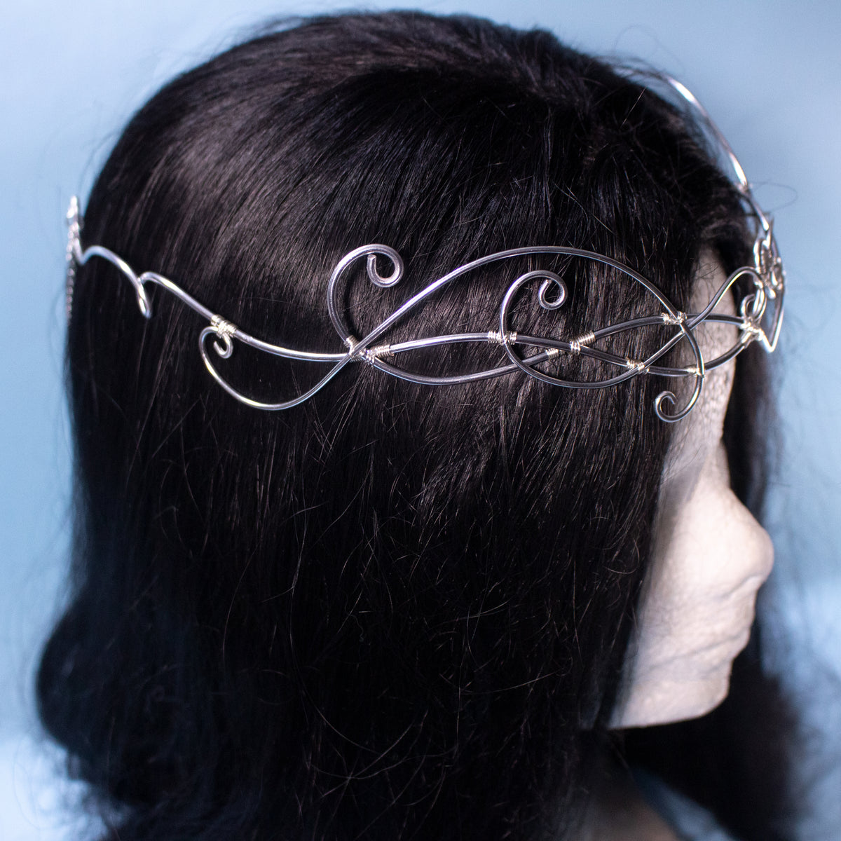 Railan fantasy elven tiara, bridal wedding festival silver crown for c ...