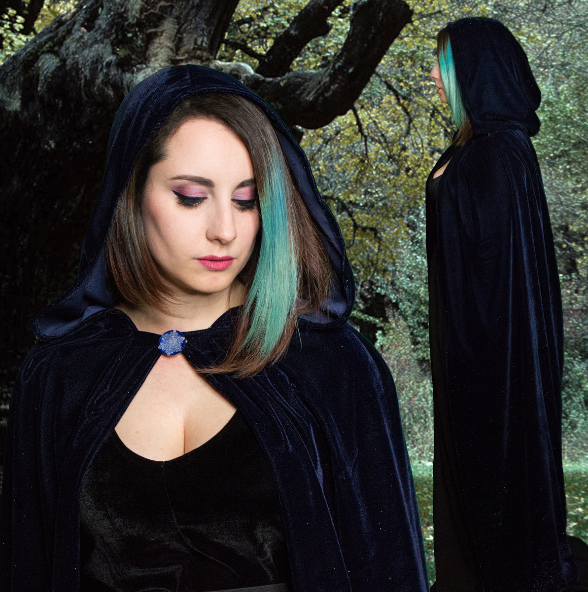 Alexander unisex glittered dark blue cloak – Mystical Props